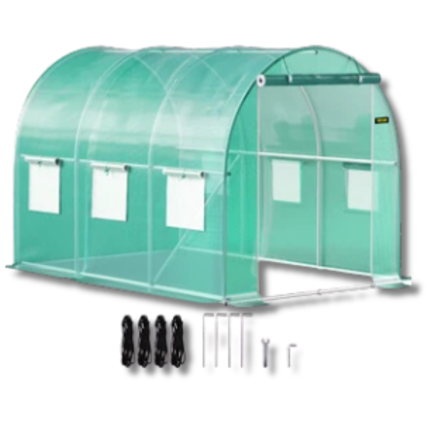 3m x 2m x 2m Walk-In Tunnel Greenhouse with Galvanised Frame & Waterpr ...