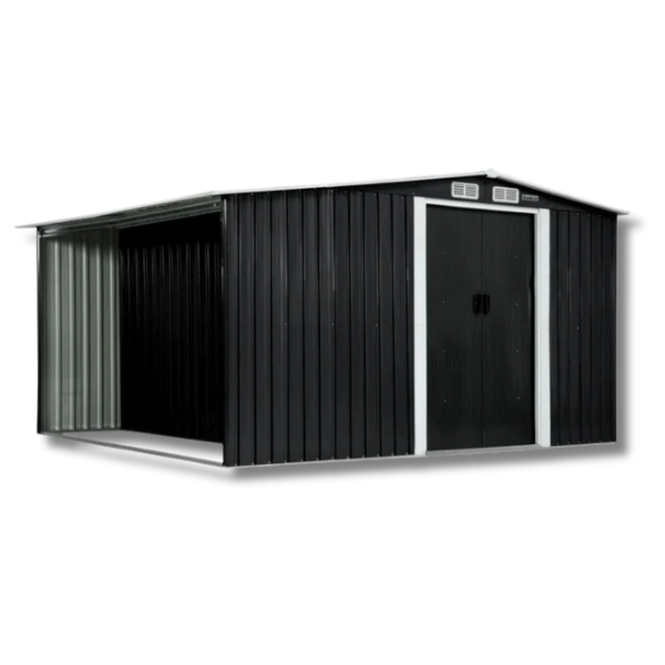 8 x 8ft Garden Shed with Semi-Closed Storage - Black – Off Grid Living ...