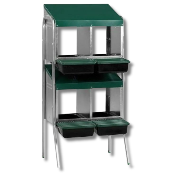 Four-Hole Double Row Metal Rollaway Chicken Nesting Box on Legs – Off ...